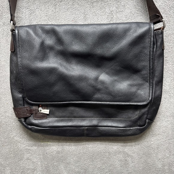 Bags | Chiarugi Pebbled Leather Messenger Bag Black Laptop Commuter ...